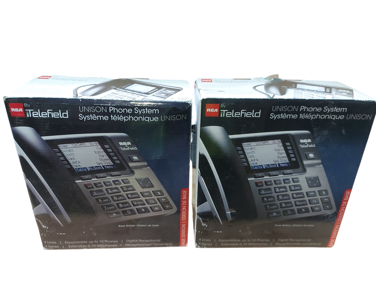 Lot 2x RCA Telefield TC1000 4-line Digital Office Desk Phone Base Stat ...
