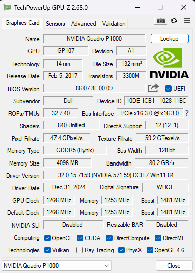 NVIDIA Quadro P1000 4GB GDDR5 - Graphics Card — retail.era