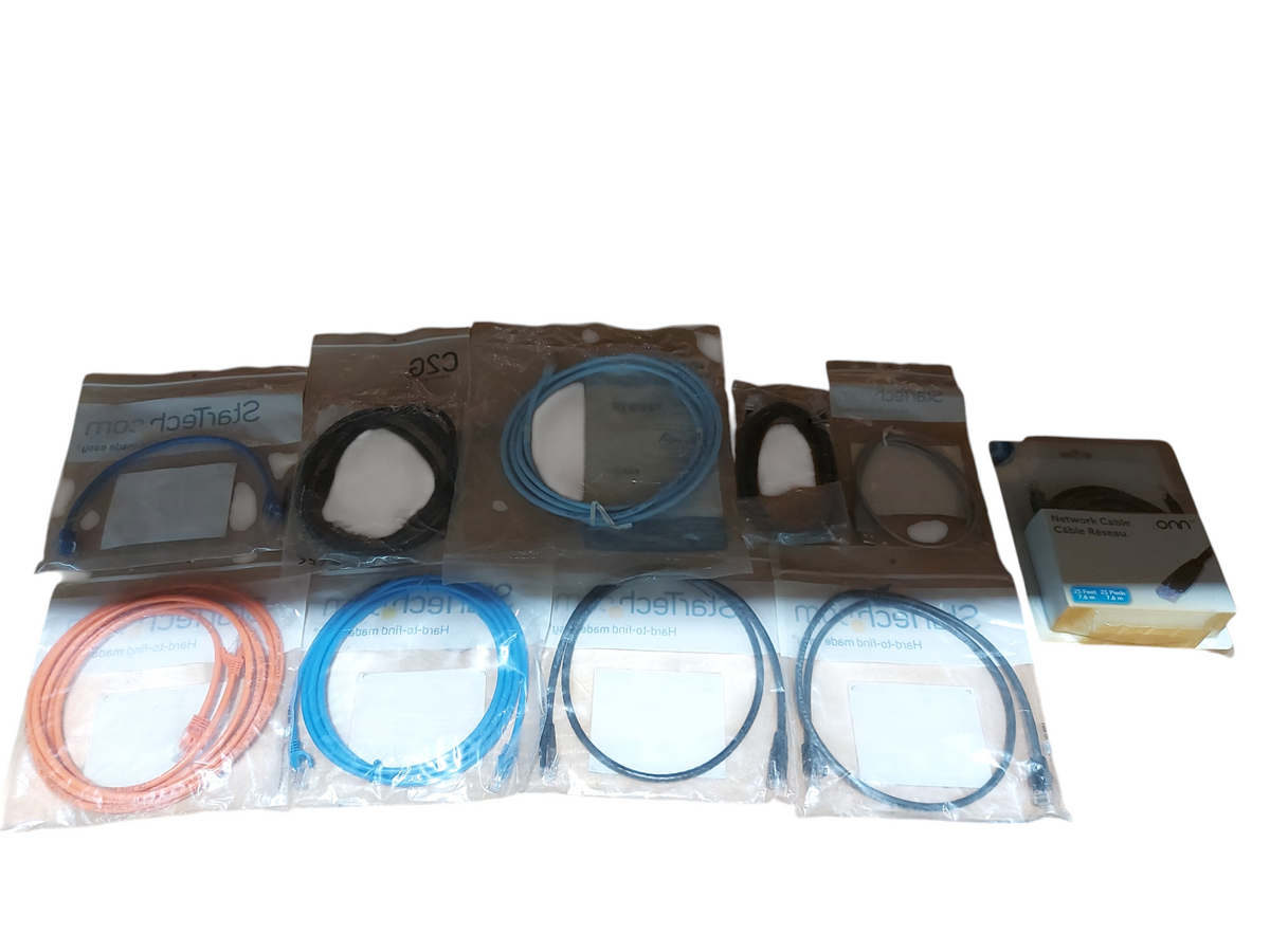 Lot 22x Assorted Ethernet & USB Cables (Cat5e, Cat6, Cat6A, Mini USB ...